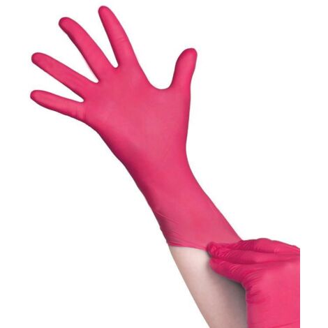 Gants Jetables Nitril M 100pcs Rose