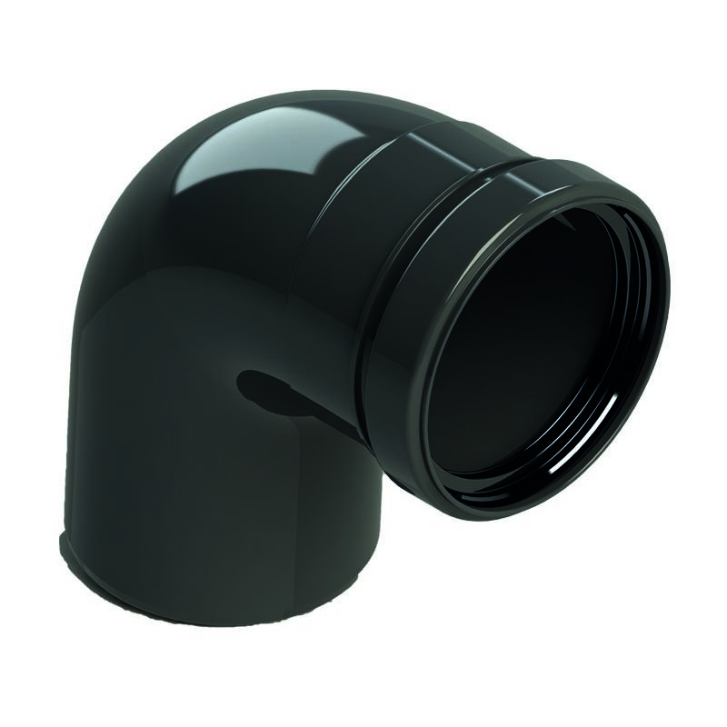 Codos de 90° de polipropileno negro con diámetro de 60 mm y rosca macho ...