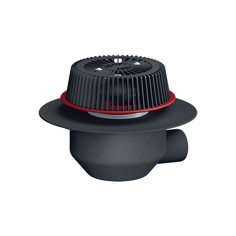 Desagüe de techo de seguridad DN110 horizontal PP collar regulable en ...