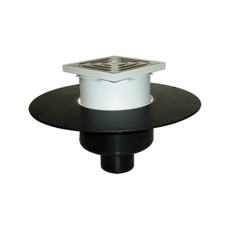 Vertikaler Dachablauf DN110 mit PP-Kragen. Begehbar - 148x148mm/137x137mm