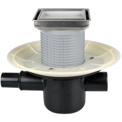 Bodenablauf DN50 waagerecht mit Zulauf DN40/50 und kippbarem Halter 132x132mm / 112x112mm