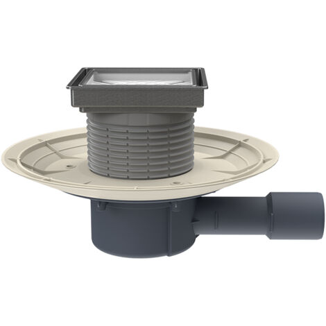 Bodenablauf DN40/50 waagerecht mit Primus blue Geruchverschluss und kippbarem 132x132mm ...