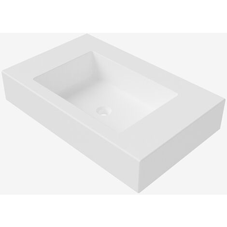 Plan de toilette avec vasque rectangulaire intégrée en SOLID SURFACE, finition blanc mat - Idral