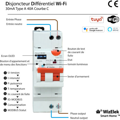 Disjoncteur différentiel Wi-Fi 1-40A – Réarmement automatique ...