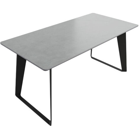 Esstisch 160x80cm graue Keramikplatte schwarze U-Form Beine
