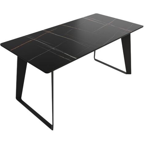 Esstisch 160x80cm schwarze Keramikplatte schwarze U-Form Beine