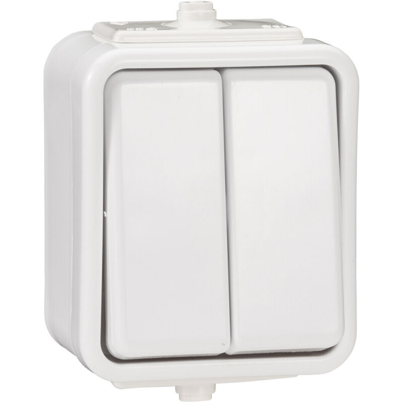 Interrupteur double allumage étanche IP44 saillie blanc CEDAR SCHNEIDER