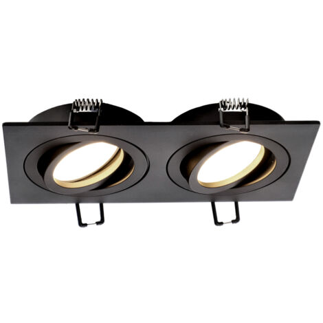 Spot de plafond double encastrable CERI 2 SQ IP20 rectangulaire noir ...