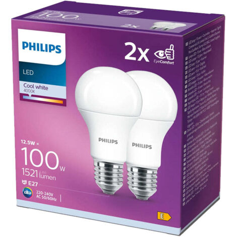 Lot de 2 ampoules LED Philips E27 13W 2700K 1521lm Philips
