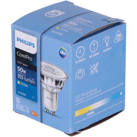 Ampoule LED GU10 4.6W 2700K chaud 36D Philips