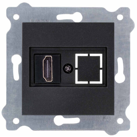 Prise HDMI noir métallique mécanisme EXEN