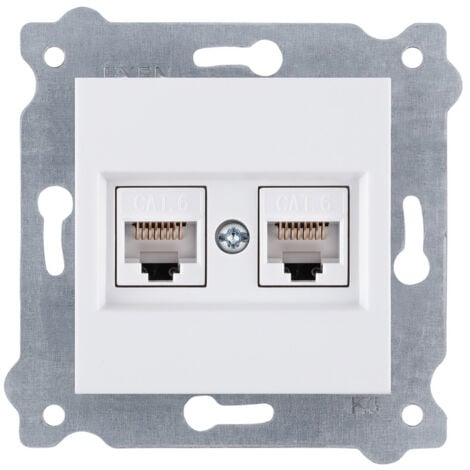 Prise double informatique 2x RJ45 cat.6 blanc EXEN