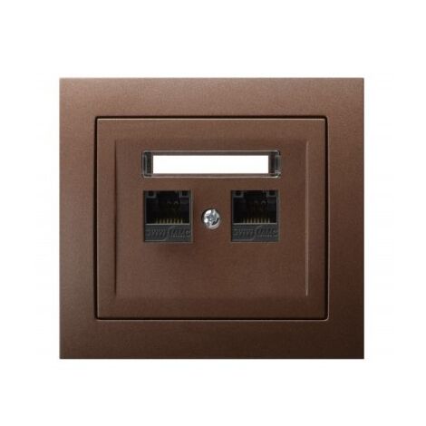 Prise informatique double RJ45, cat. 5e MMC connecteur IDC marron OSPEL ...