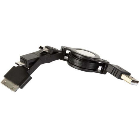 Velleman USB-LADEADAPTER FÜR IPAD/IPOD + MINI USB + MICRO USB - AUFROLLBAR