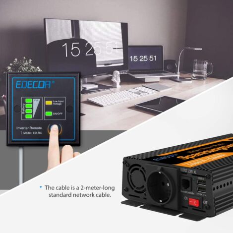 Convertisseur 12V 1000W Edecoa onduleur pur sinus avec telecommande ...