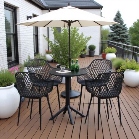 H.J WeDoo Table de jardin ronde en plastique résistante aux intempéries ...