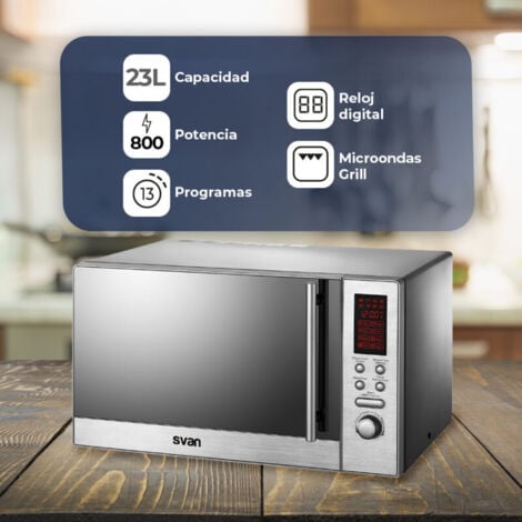 Microondas Inox 23L 800W 1000W SVAN SVMW823GDX Auto Cooking Inox