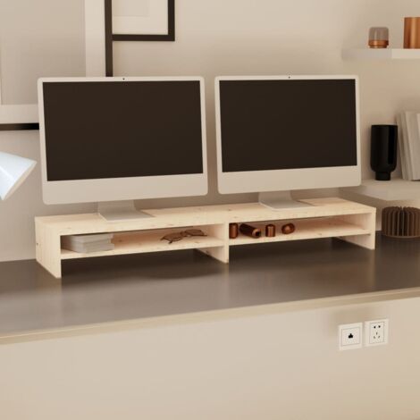 The Living Store Monitorständer 100x24x13 cm Massivholz Kiefer ...