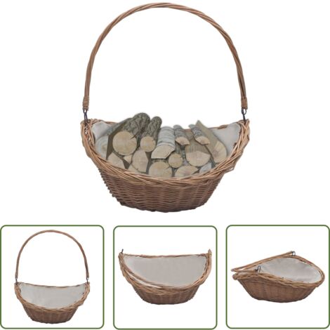 The Living Store Holzkorb mit Tragegriff 57 × 46 × 52 cm Braun Weide ...