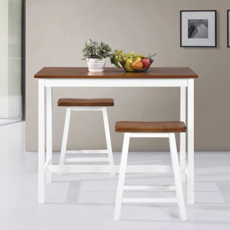 The Living Store Bartisch- und Hocker-Set 3-tlg. Massivholz - Bartisch ...