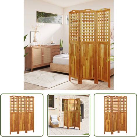 The Living Store 3-tlg. Paravent 121,5x2x180 cm Massivholz Akazie ...