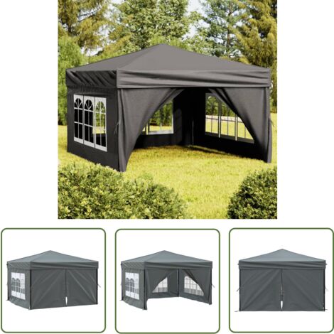 The Living Store Partyzelt Faltbar mit Seitenwänden Anthrazit 3x3 m ...