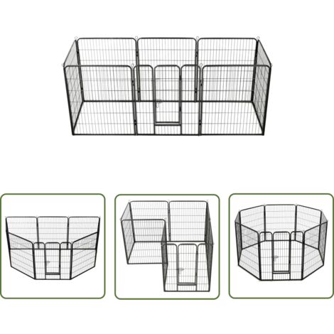 The Living Store Hunde-Laufgitter 8 Paneele Stahl 80 x 100 cm Schwarz ...