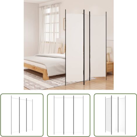 The Living Store 3-tlg. Paravent Weiß 150x200 cm Stoff - Paravent ...