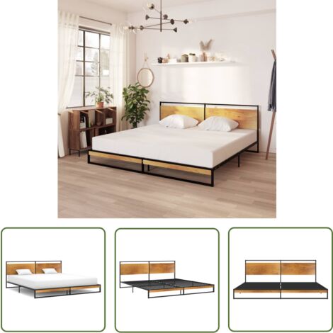 The Living Store Bett Metall 200x200 cm - Metallbett - Doppelbett ...