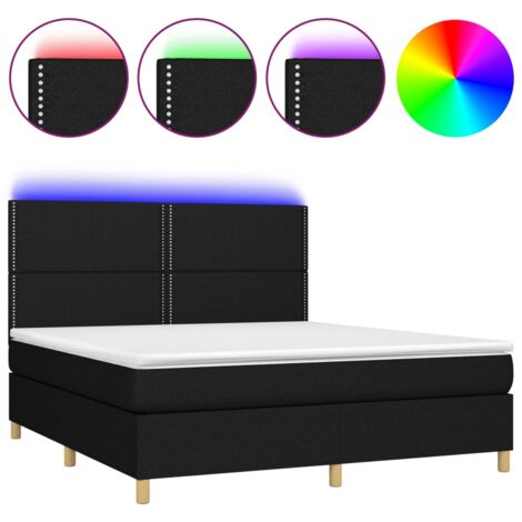 The Living Store Boxspringbett mit Matratze & LED Schwarz 180x200 cm ...