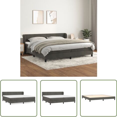 The Living Store Boxspringbett mit Matratze Dunkelgrau 200x200 cm Samt ...
