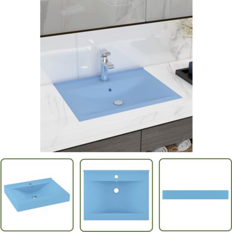 The Living Store Luxus-Waschbecken mit Hahnloch Matt-Hellblau 60x46 cm ...