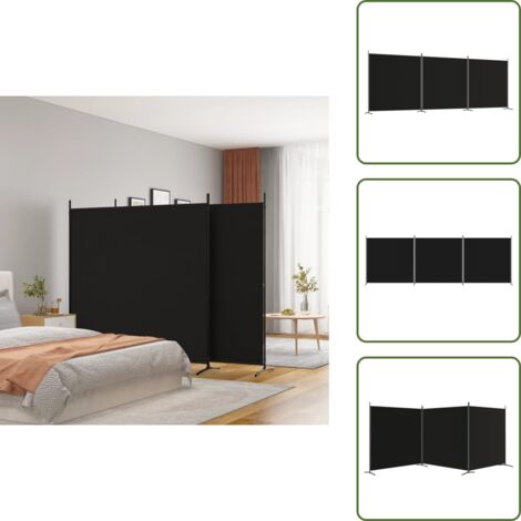 The Living Store 3-tlg. Paravent Schwarz 525x180 cm Stoff - Paravent ...