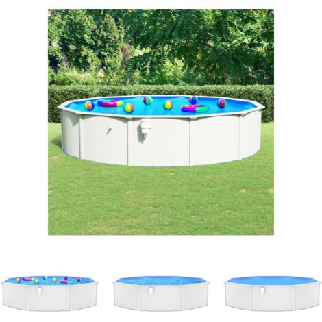 The Living Store Pool mit Stahlwand Rund 550x120 cm Weiß - Pools