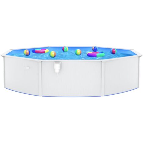 The Living Store Pool mit Stahlwand Rund 550x120 cm Weiß - Pools