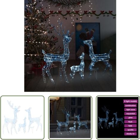 The Living Store LED-Rentier-Familie Weihnachtsdeko Acryl 300 LED ...