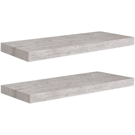 The Living Store Schweberegale 2 Stk. Betongrau 60x23,5x3,8 cm MDF ...