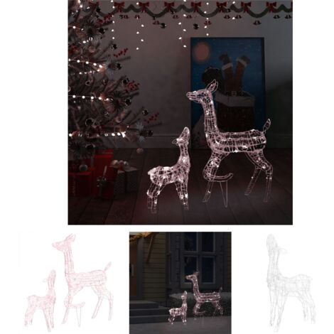 The Living Store LED-Rentier-Familie Weihnachtsdeko Acryl 160 LED ...
