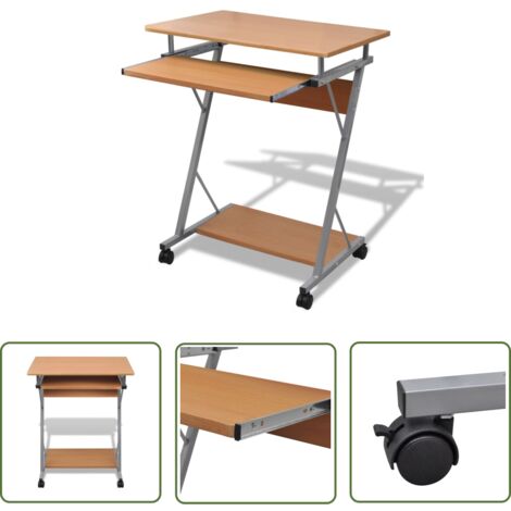 Computertisch Computerwagen PC Tisch Bürotisch Laptop auf Rollen braun ...