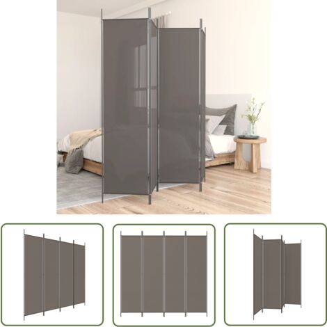 The Living Store 4-tlg. Paravent Anthrazit 200x220 cm Stoff - Paravent ...
