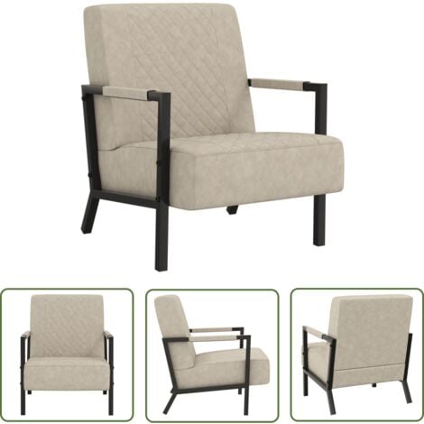 The Living Store Sessel Hellgrau Kunstleder - Bequemer Sessel - Lounge ...