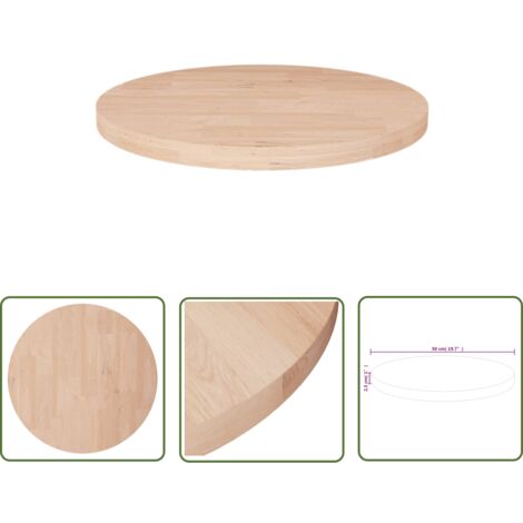 The Living Store Runde Tischplatte Ø50x2,5 cm Unbehandeltes Massivholz ...
