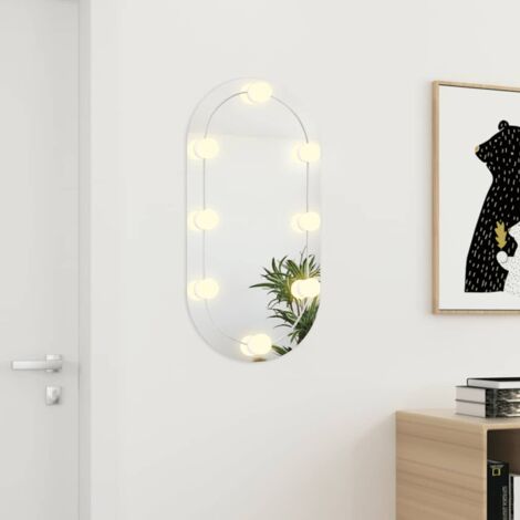 The Living Store Spiegel mit LED-Leuchten 80x40 cm Glas Oval - Spiegels ...