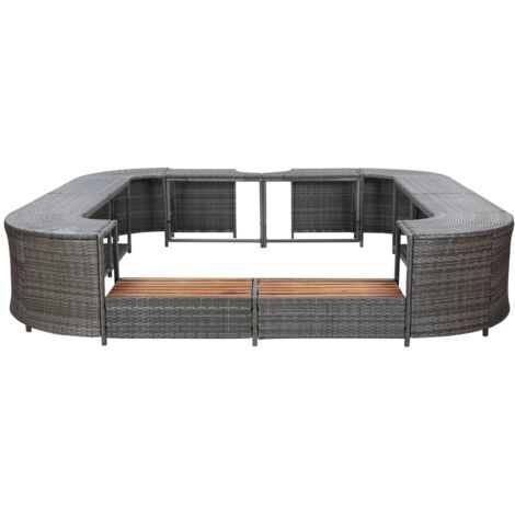 Whirlpool-Umrandung Quadratisch Grau 268x268x55 cm Poly Rattan