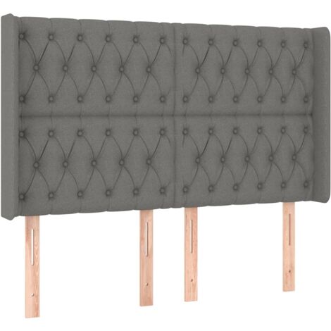 The Living Store Kopfteil mit Ohren Dunkelgrau 163x16x118/128 cm Stoff ...