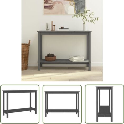 The Living Store Konsolentisch Grau 110x40x80 cm Massivholz Kiefer ...