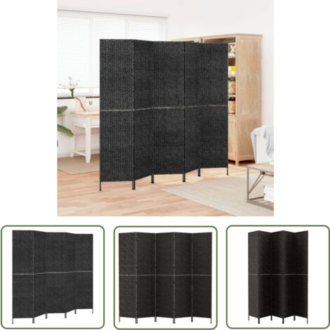 The Living Store Paravent 5-tlg. Schwarz 205x180 cm Wasserhyazinthe ...