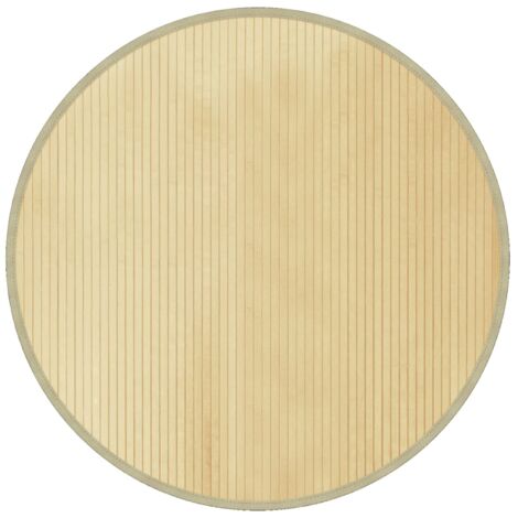 The Living Store Teppich Rund Hell Natur 100 cm Bambus - Teppiche