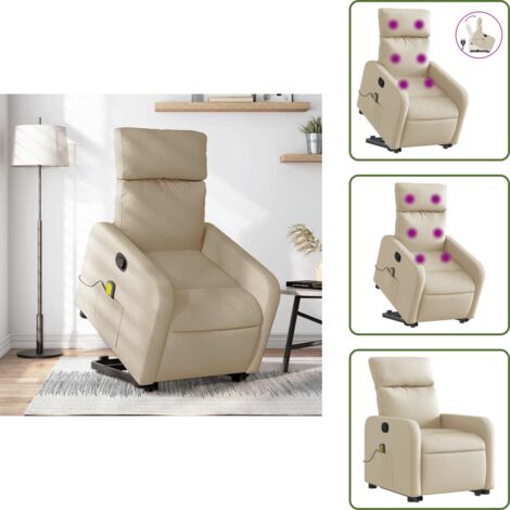 The Living Store Massagesessel mit Aufstehhilfe Creme Stoff - Massage ...