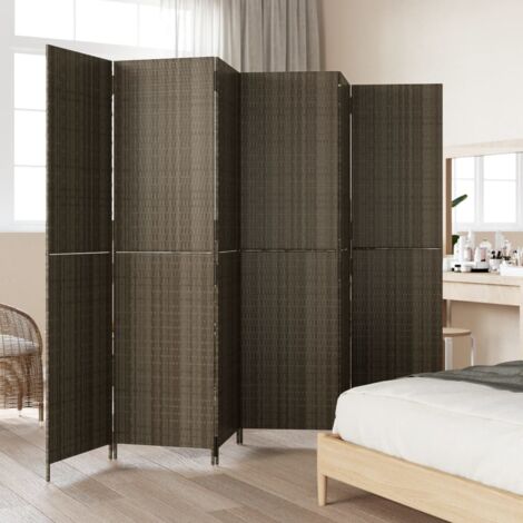 The Living Store Paravent 6-tlg. Grau Poly Rattan - Raumteiler ...